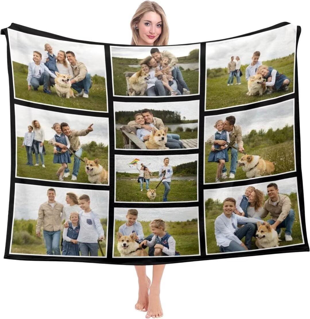 AISENIN Custom Blankets with Photos Personalized Family Blankets for ...