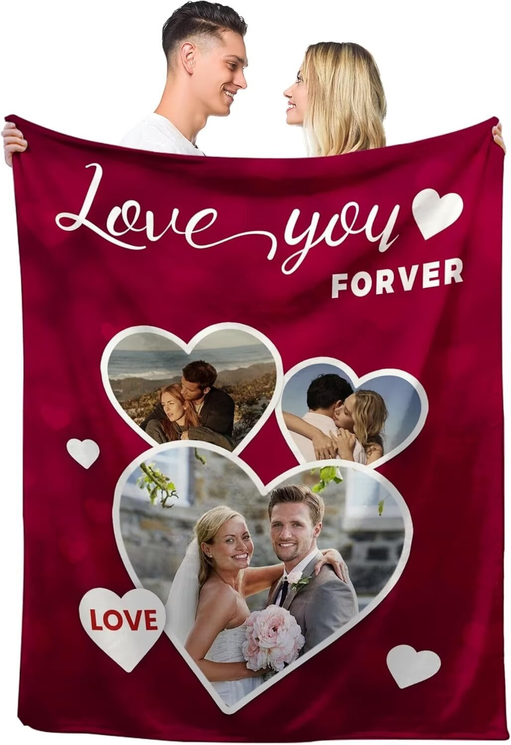 AISENIN Custom Couple Blanket with Name Photo Text Personalized Love ...
