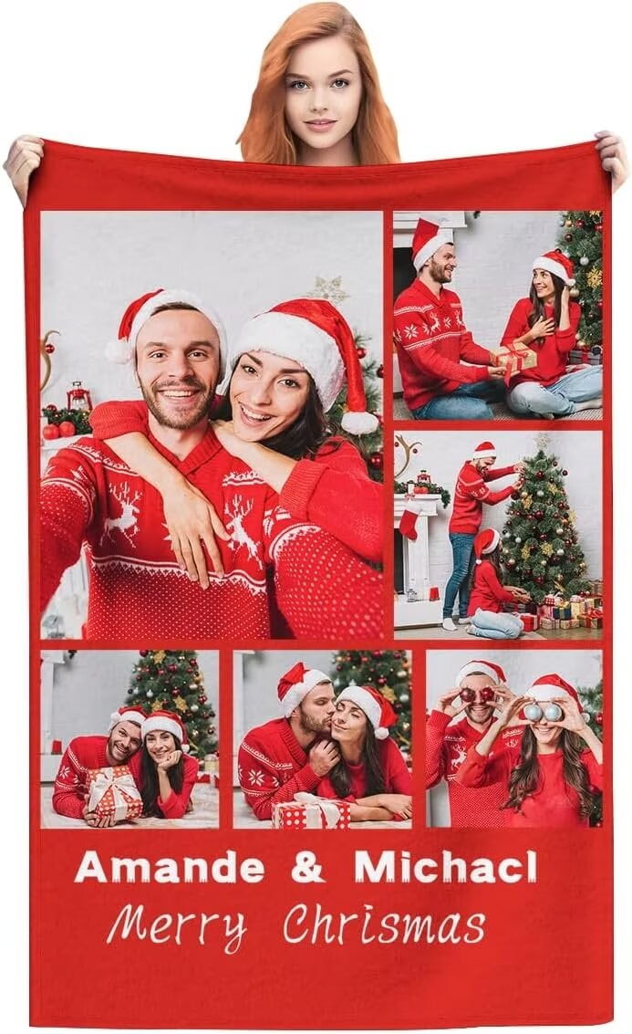 AISENIN Custom Picture Blankets for Christmas, Personalized Photo ...