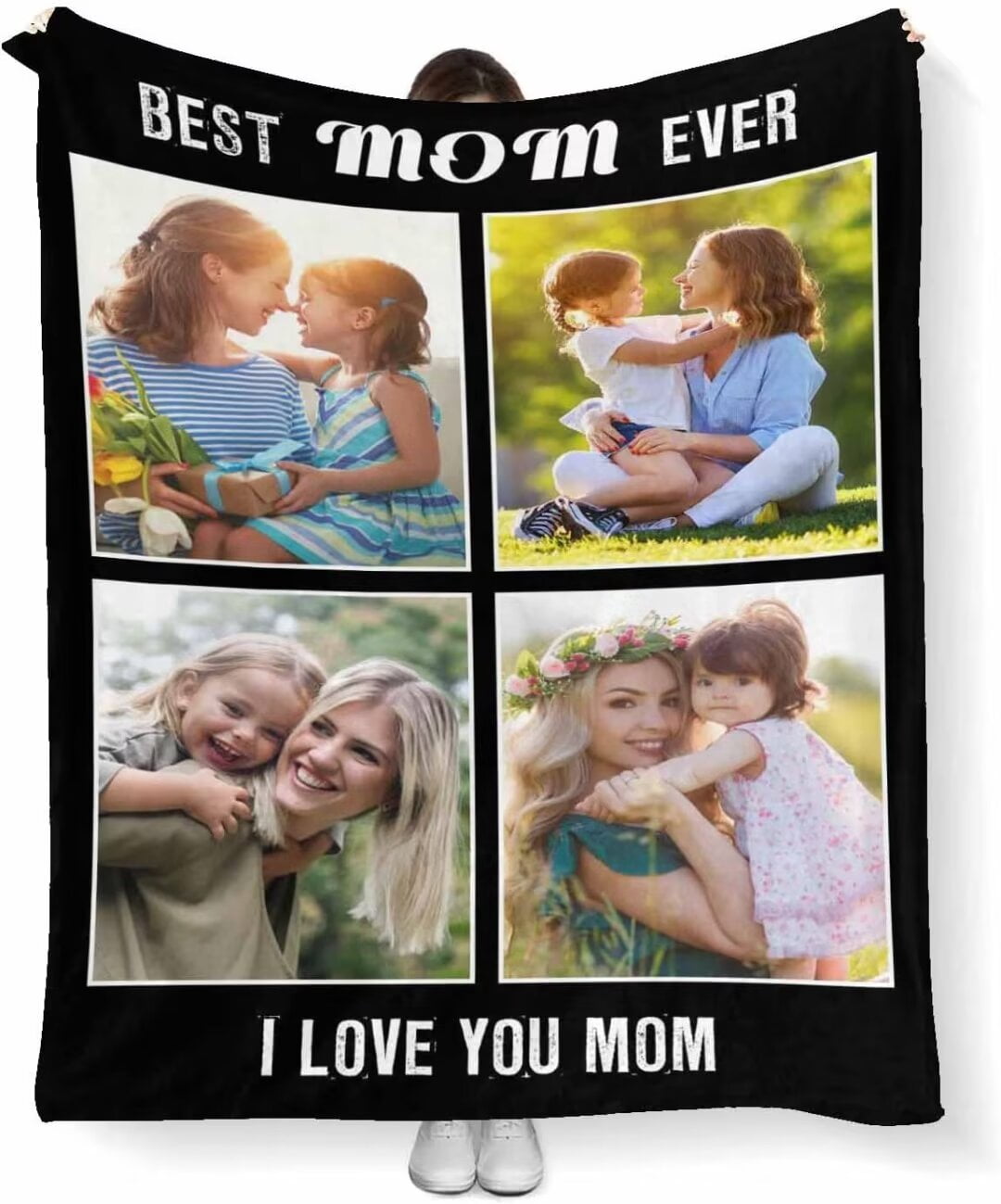 AISENIN Customized Family Photo Cozy Throw Blanket Black Throw Blanket ...