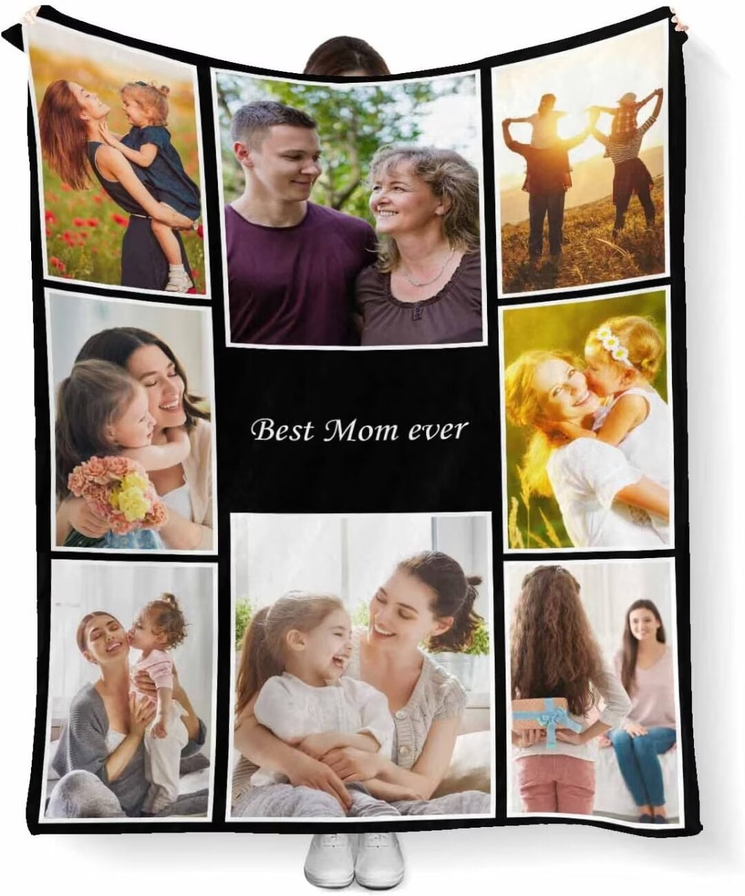 AISENIN Customized Family Photo Cozy Throw Blanket Black Throw Blanket ...
