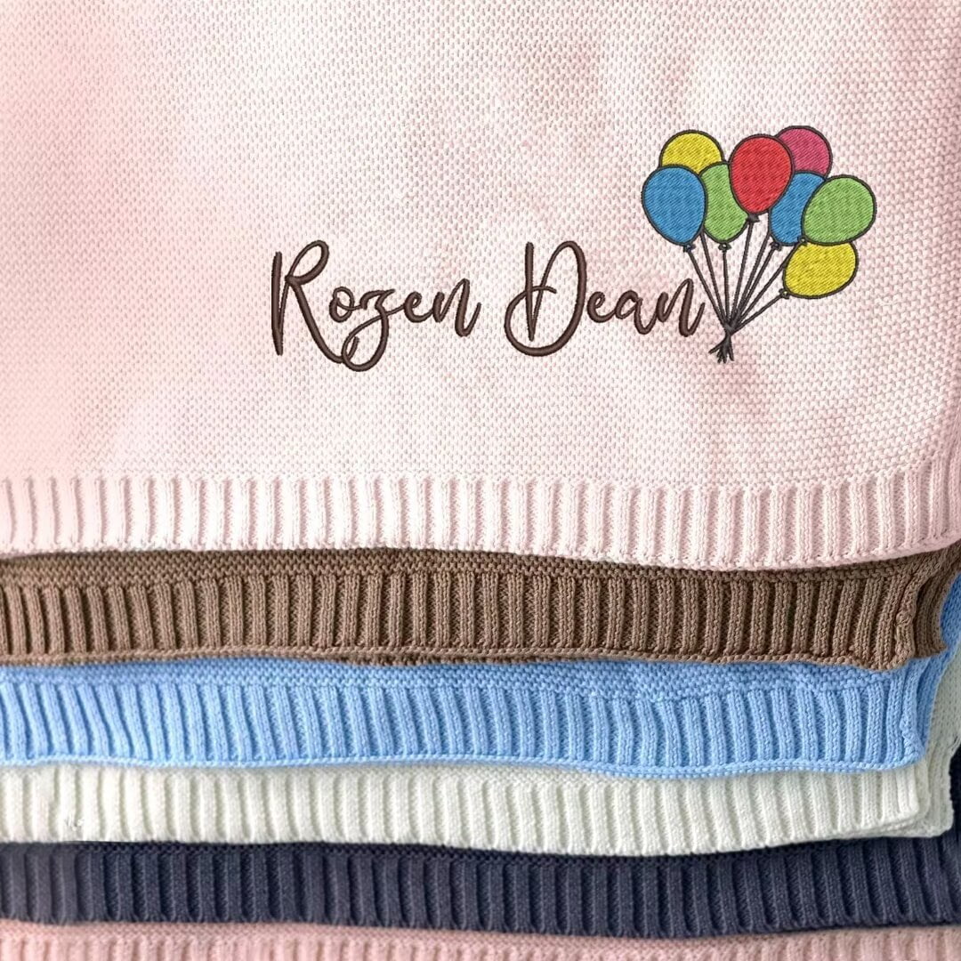 AISENIN Personalized Baby Blanket with Name Custom Knit Baby Blankets ...