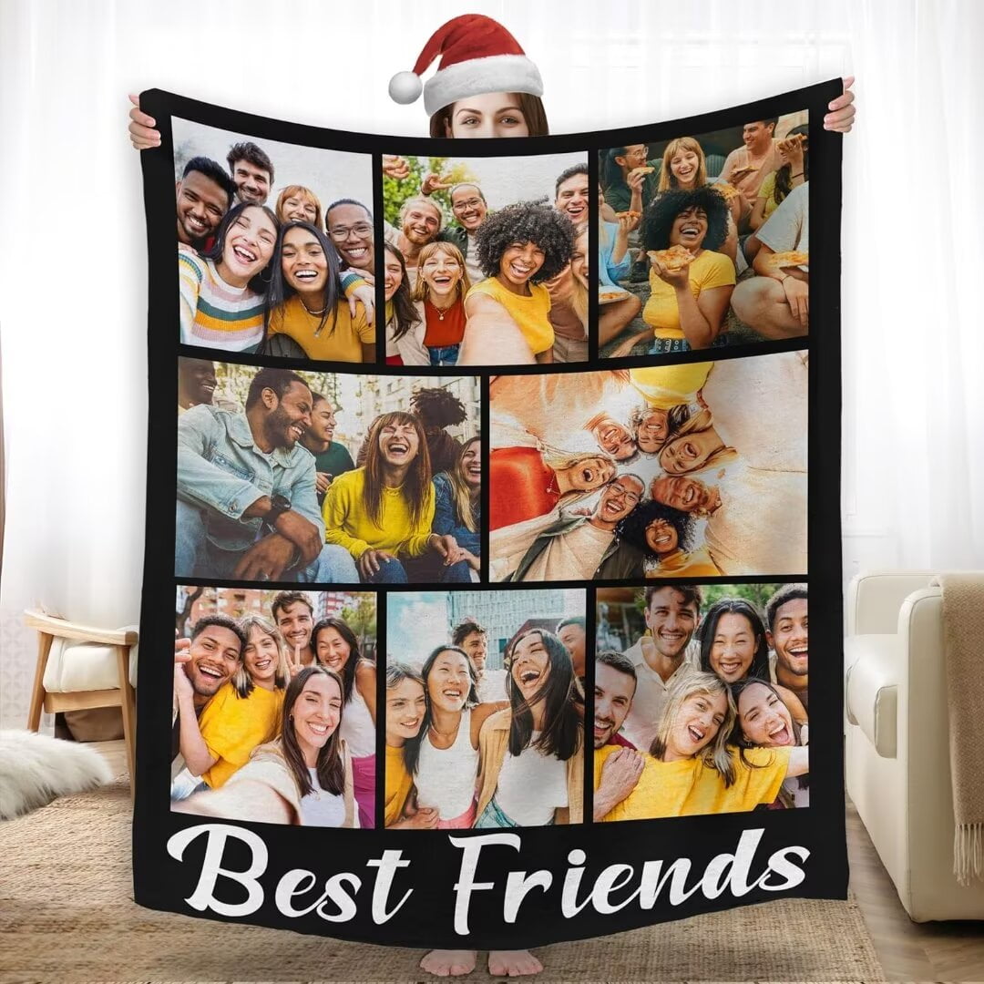 AISENIN Personalized Picture Throw Blankets with Text for Adult Kids ...