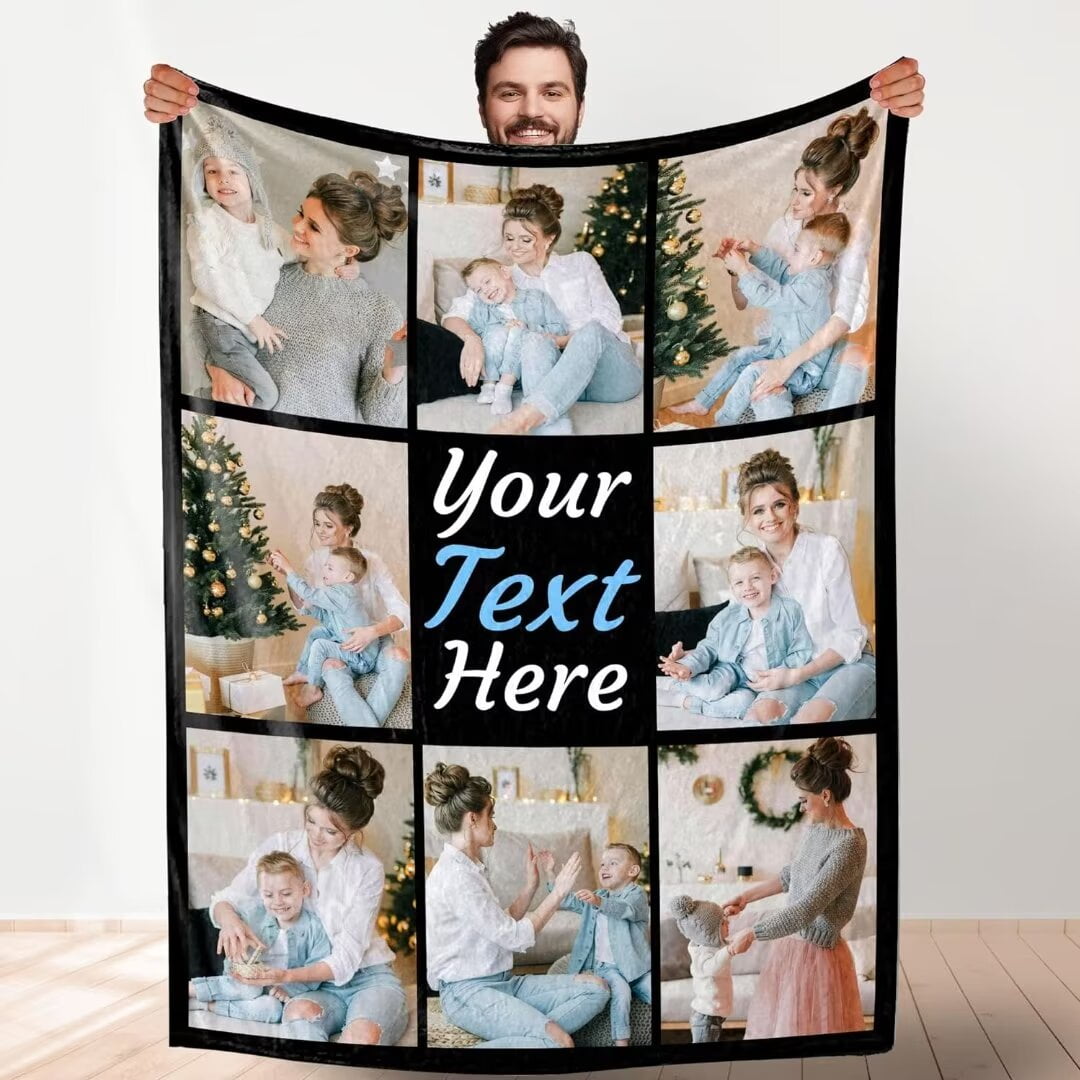 AISENIN Personalized Portrait Blanket Custom photos print blankets ...