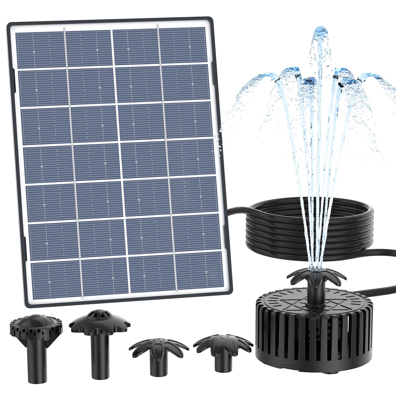 AISITIN 4.5W Solar Water Fountain Pump, Upgraded Glass Panel Solar ...