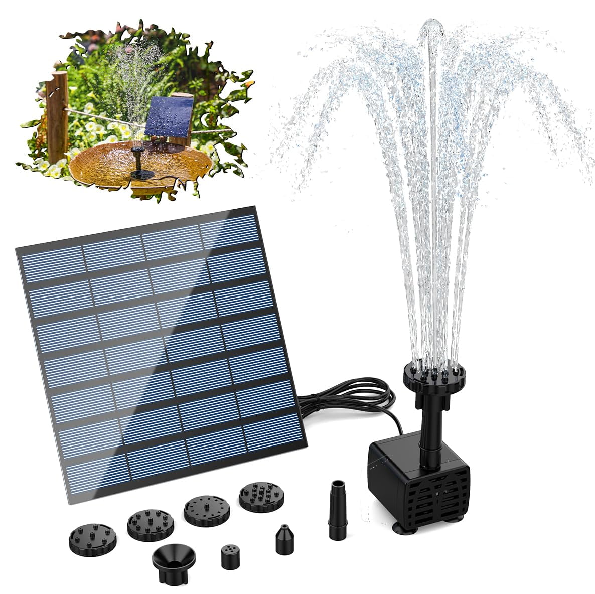 AISITIN DIY Solar Water Pump Kit for Water Feature Outdoor, Solar ...