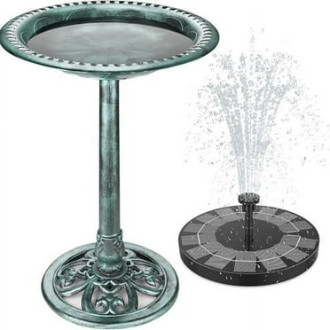 Smart Solar Acadia Traditional Outdoor Bird Bath Pedestal - Olive Green ...