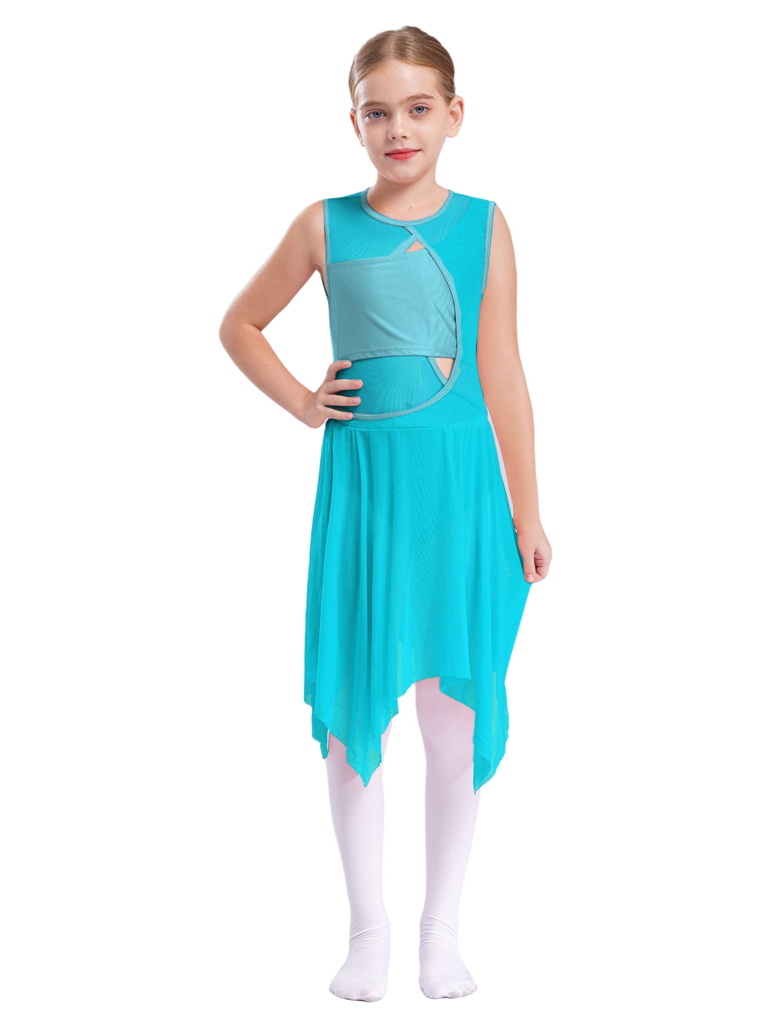Aislor Kids Girls Sequins Lyrical Ballet Dance Dress Chiffon Leotard ...