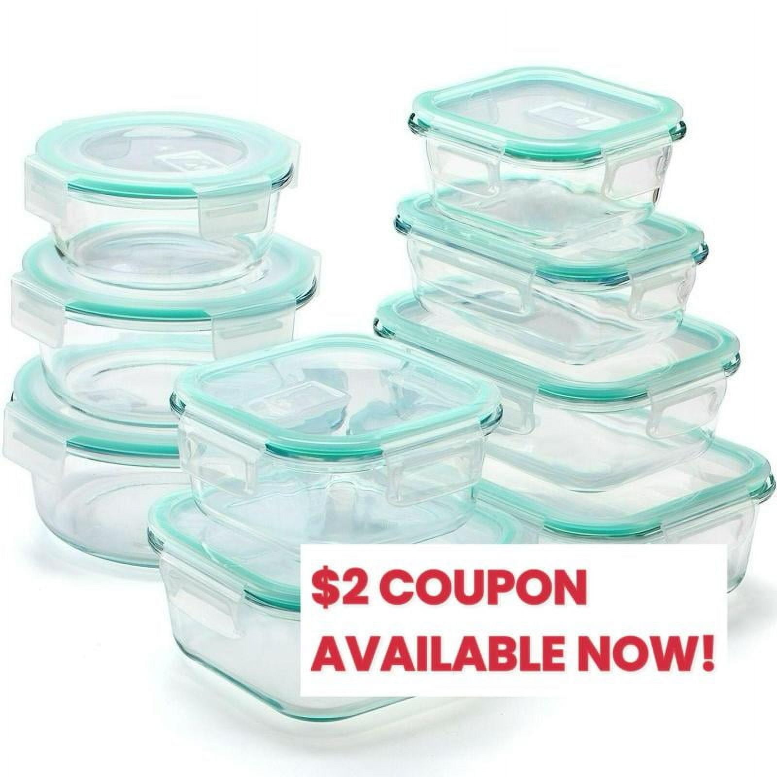 18 Pcs Glass Food Storage Containers Set with Lids, BPA-Free & Leak ...