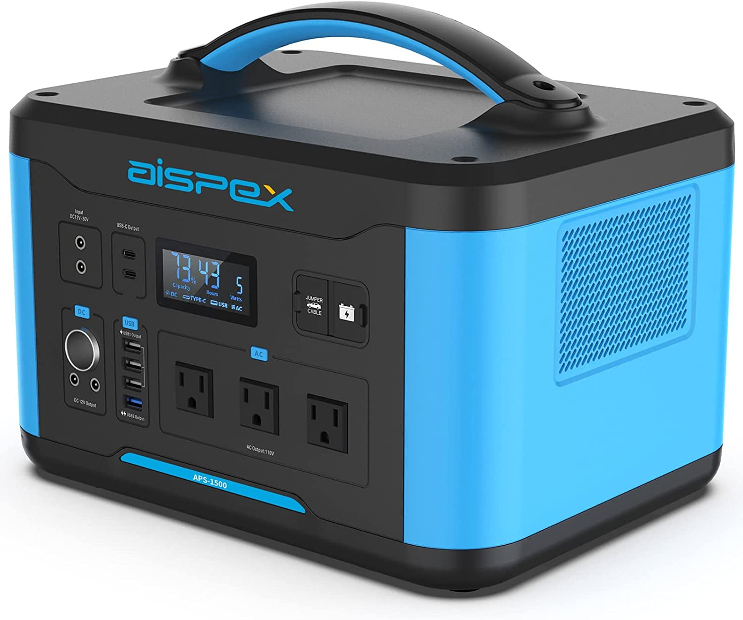 AISPEX Portable Power Station 1500W, 1408Wh Solar Battery Backup ...