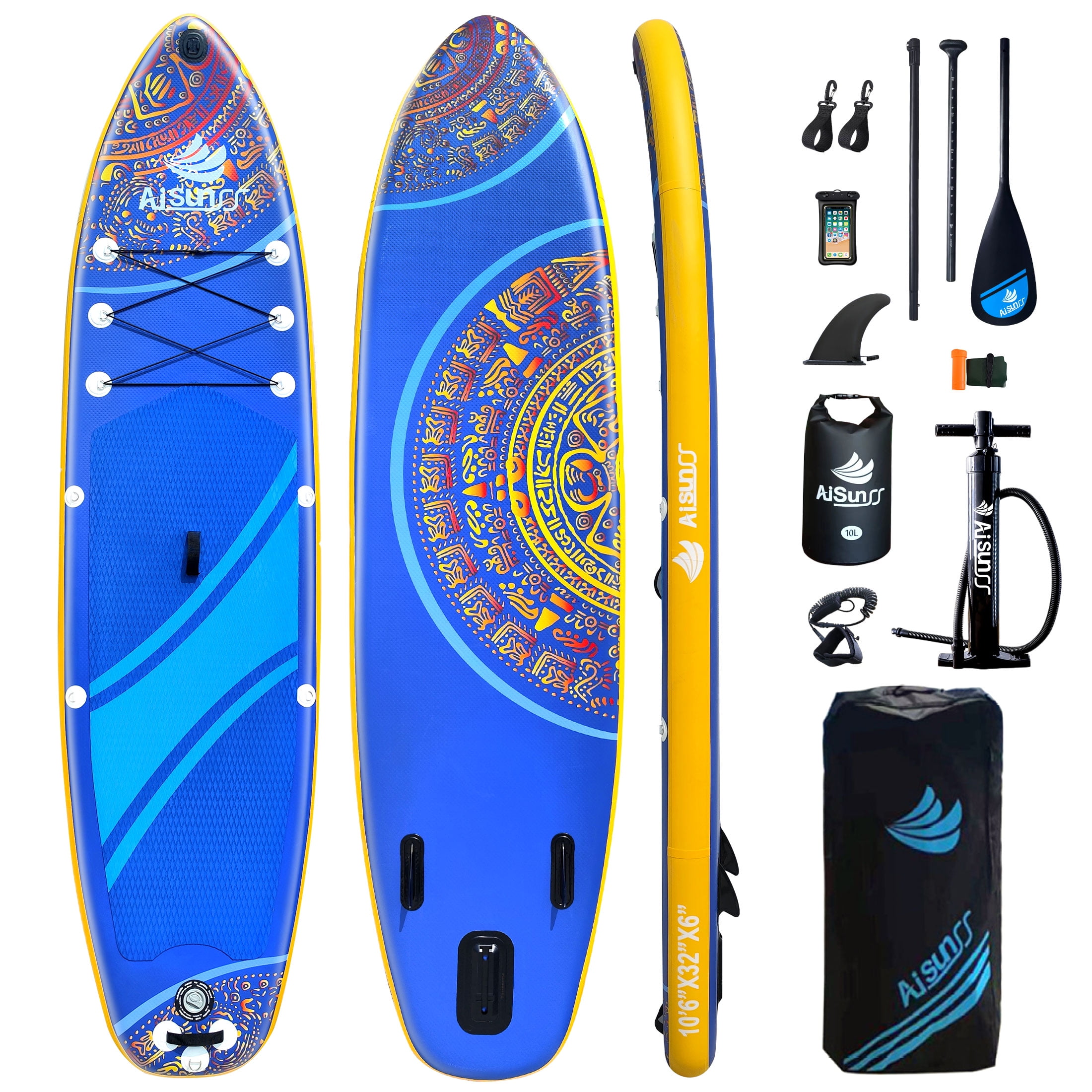 AISUNSS Inflatable SUP Paddleboard, 10.6ft with Premium Accessories ...