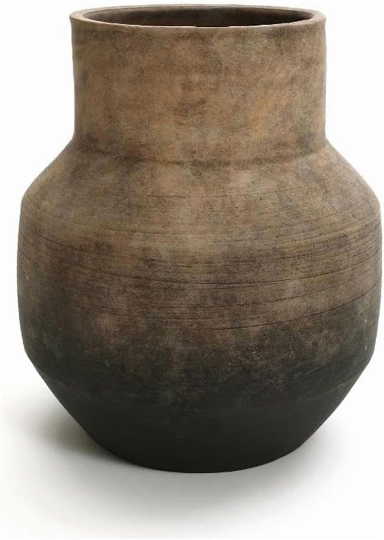 AISUO Round Ceramic Flower Vase, 13 Inch Brown Terracotta Vases ...