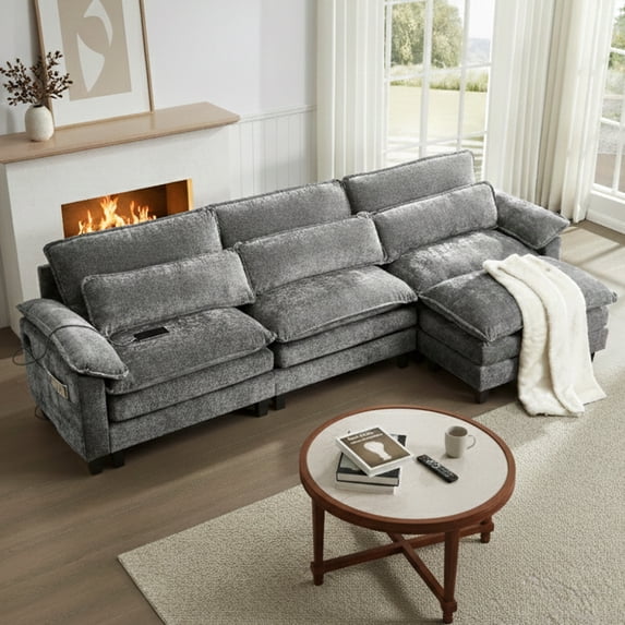 Aisword 113" Modular Sectional Sofa,L Shaped Modern Cloud Couch with ...