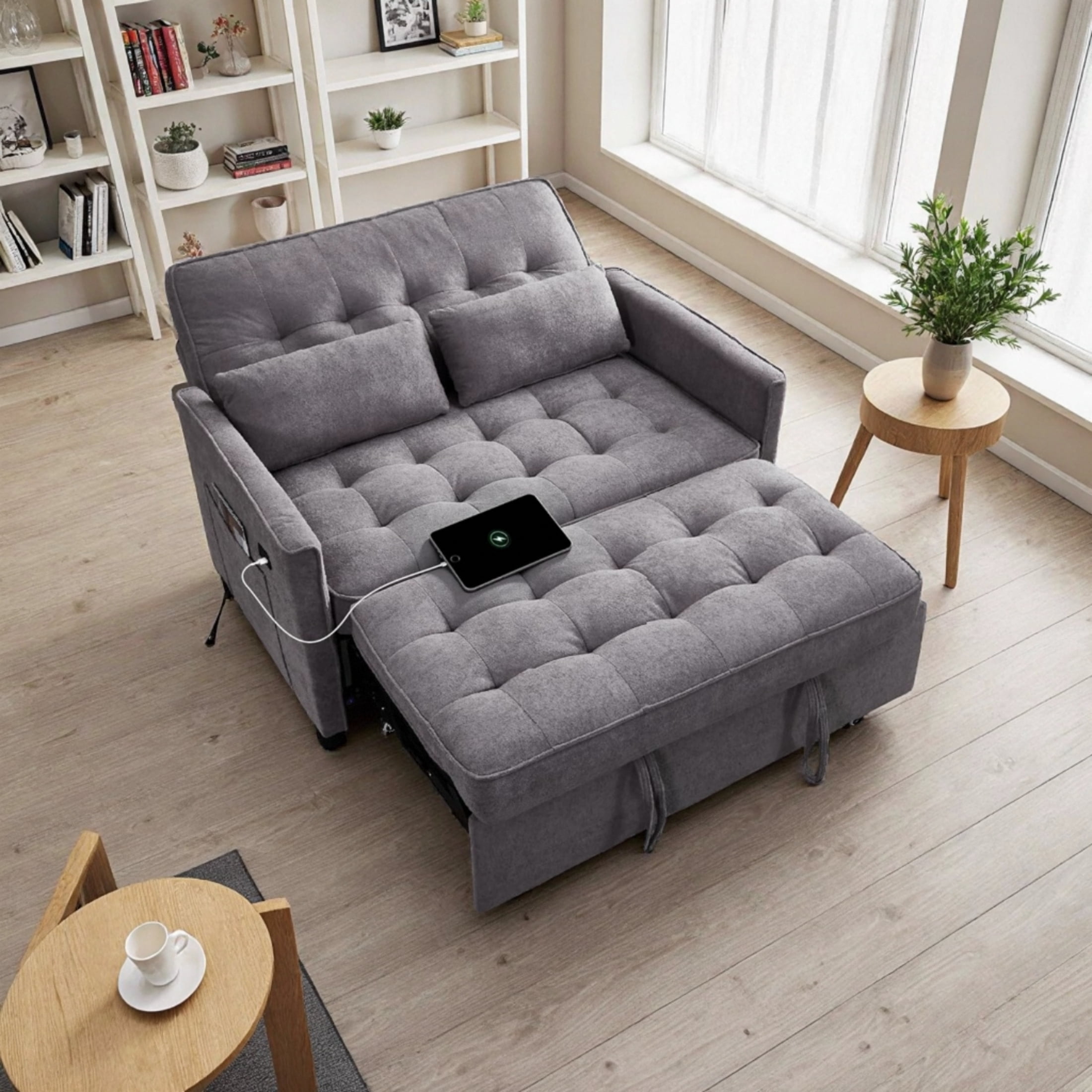 AISWORD 53" 3 in 1 Convertible Sleeper Sofa Bed, Pull Out Loveseat with ...