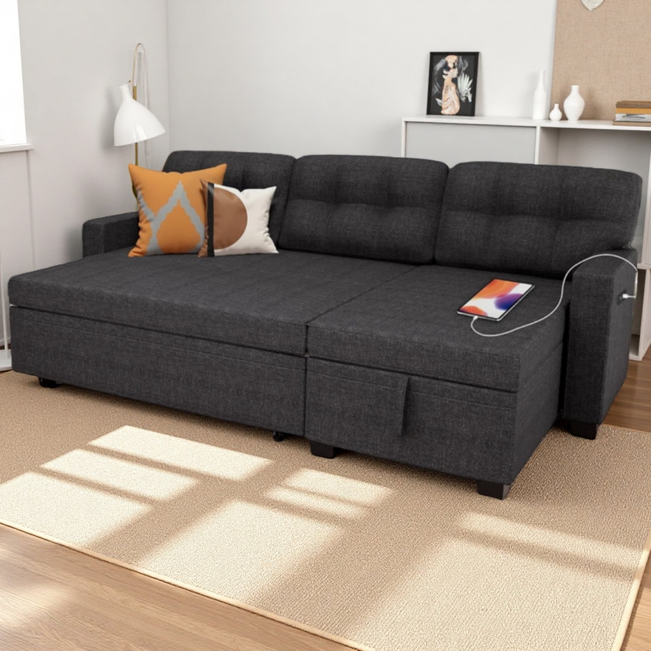 AISWORD 82" 3 in 1 Convertible Sectional Sofa, Small L Shaped Couch ...