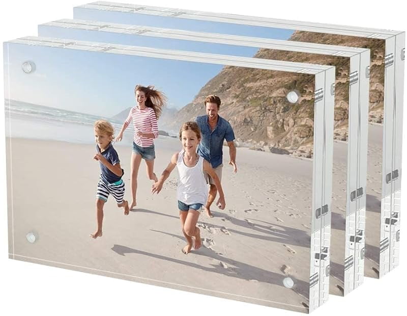 AITEE 4x6 Acrylic Picture Frames 3 Pack, 20% Thicker Block, Clear ...