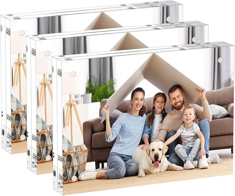 AITEE 4x6 Acrylic Picture Frames 3 Pack, 20% Thicker Block, Clear ...