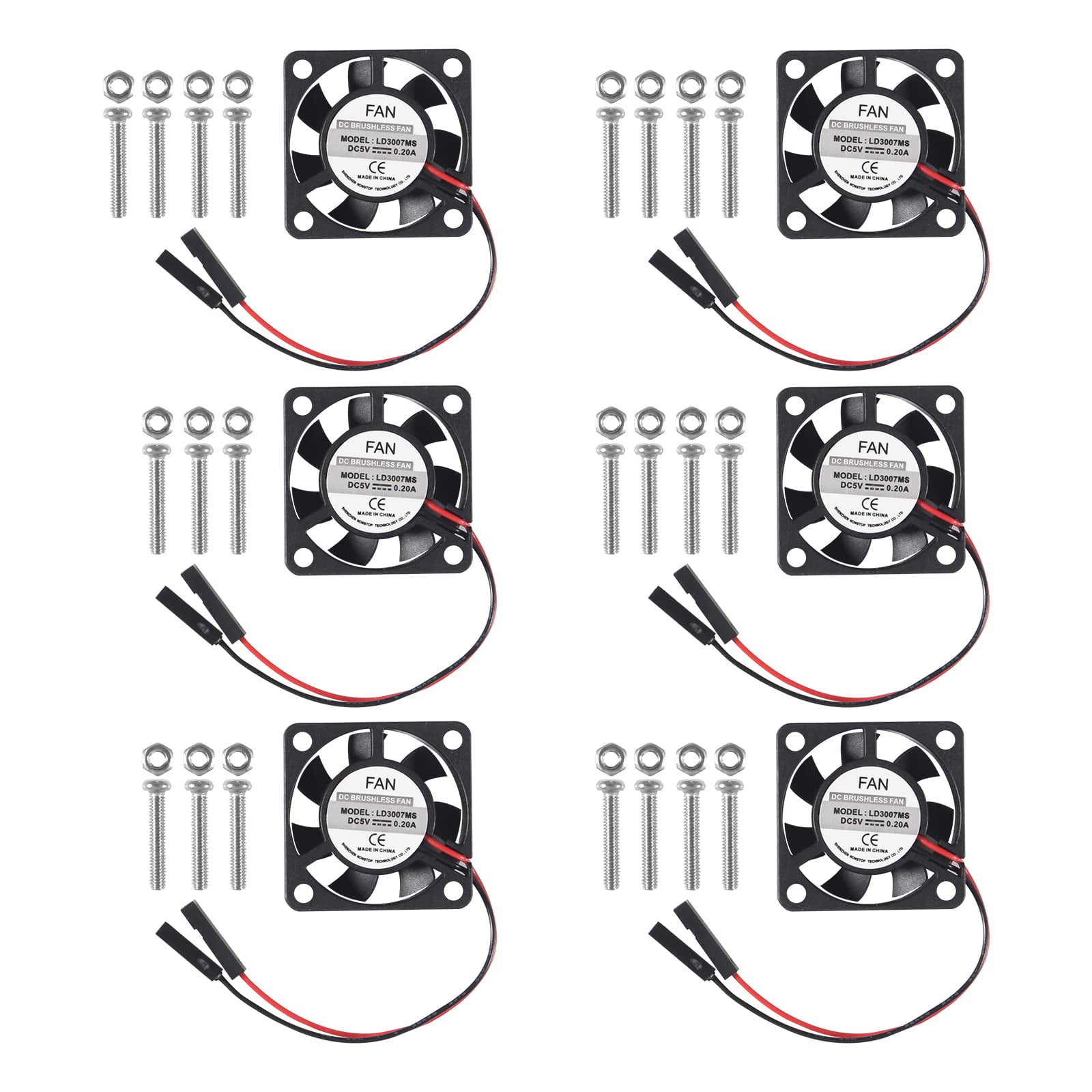 AITIAO 6Pcs 3007 Cooling SSF20 Fan for Raspberry Pi 4 Fan 30x30x7mm Pi Brushless Cooling Fan 3 ...