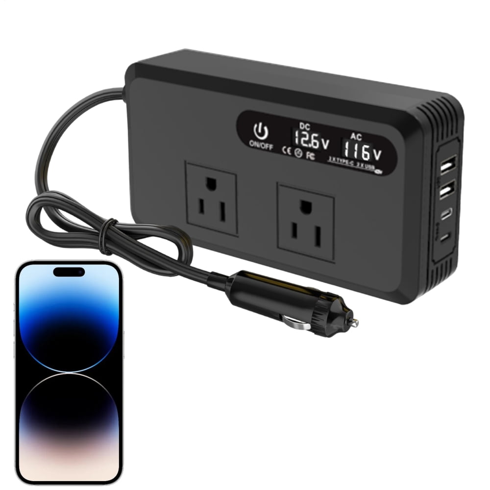 AITOCO 200W Car Plug Inverter Car Converter Outlet Charging Port ...