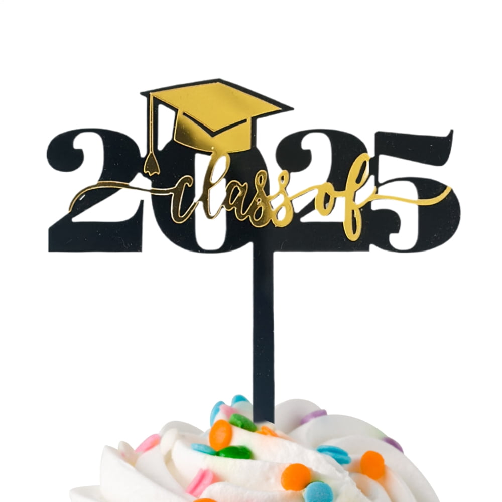 AITOCO 2025 Graduation Cupcake Toppers Acrylic Grad Cupcake Toppers ...
