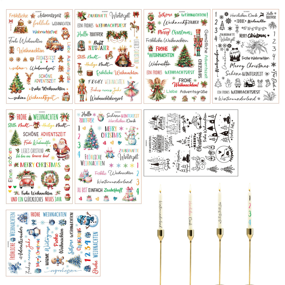 AITOCO Christmas Stickers 8 Pieces Rub on Transfers Christmas Stickers ...
