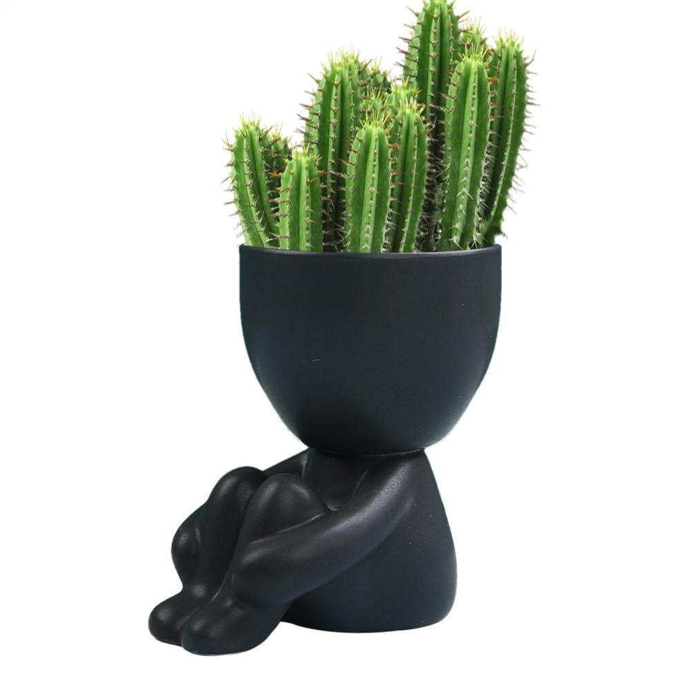 AITOCO Head Planter Ceramic Planter Pot with Drainage Decorative Human ...