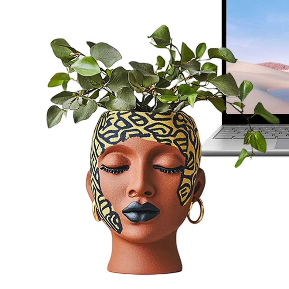 AITOCO Face Planter Resin African Goddess Planter Pot With Drainage ...