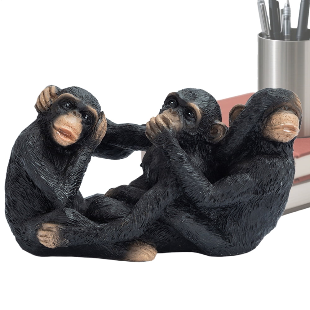 AITOCO Home Decor Monkey Statue Table Small Wise Monkey Resin Statue Hear No Evil See No Evil No ...
