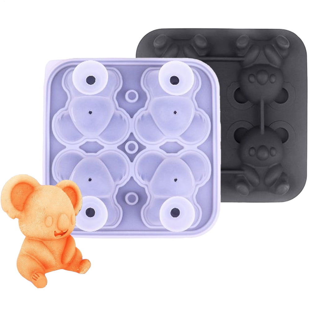 AITOCO Ice Molds Silicone 4-Grid Bear-Shape Ice Trays for Cocktails ...