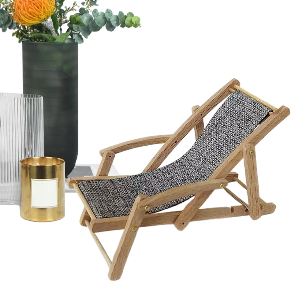 AITOCO Mini Beach Chair Miniature Chaise Chair Wood Doll House ...