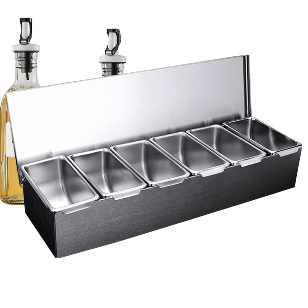 AITOCO Seasoning Box Stainless Seasoning Organizer Box 6-Grid Airtight ...