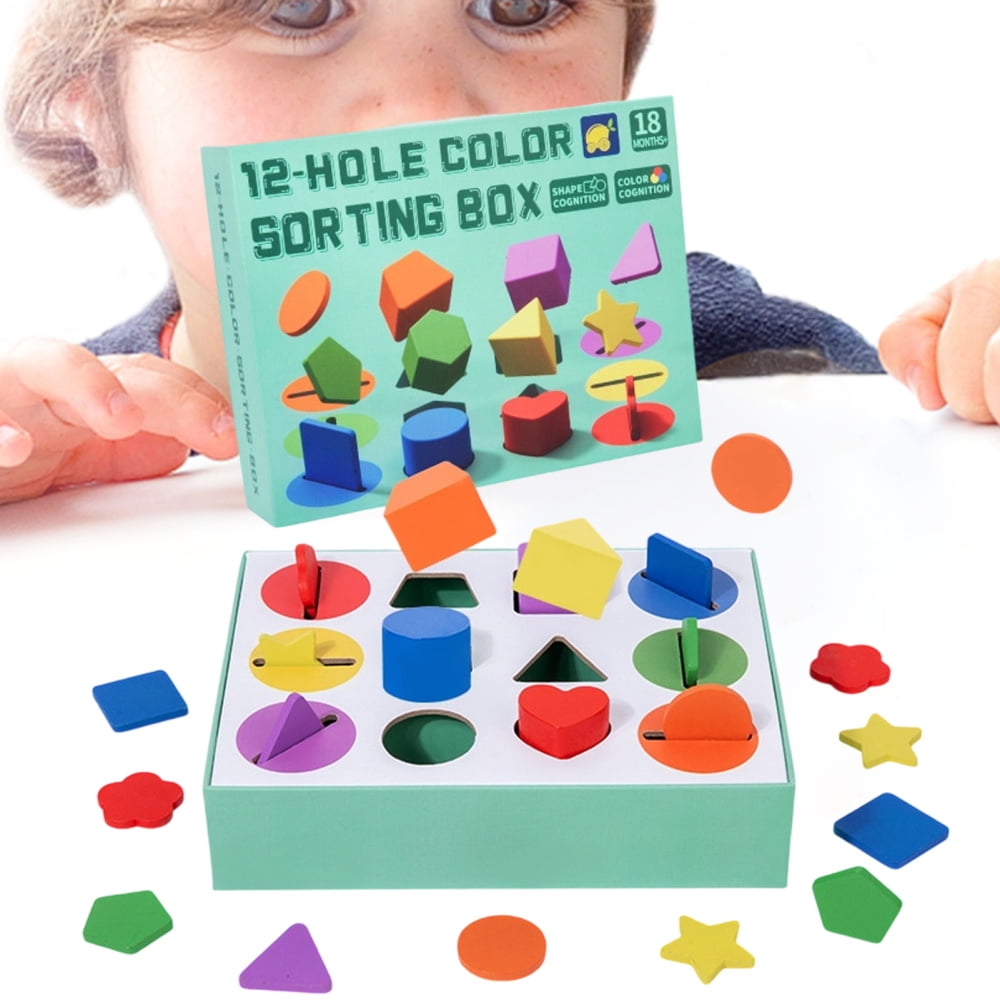AITOCO Shape Sorter Educational Shape & Color Matching Game Wooden ...