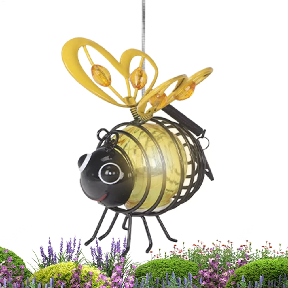 AITOCO Solar Bee Lights Hangble Solar Patio Lights with Hook Metal Led ...