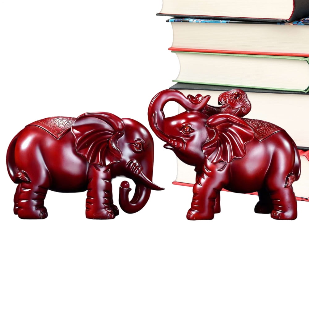 AITOCO Wooden Elephant Statue Hand Carved Wooden Elephant Statue Rustic ...