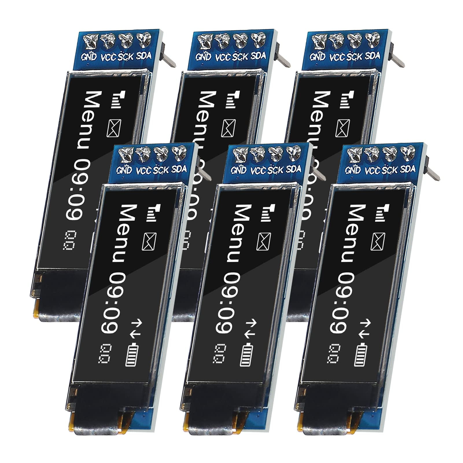 AITRIP 6 PCS 0.91 RRF12 inch I2C SSD1306 128x32 Pixels IIC 3.3V 5V ...