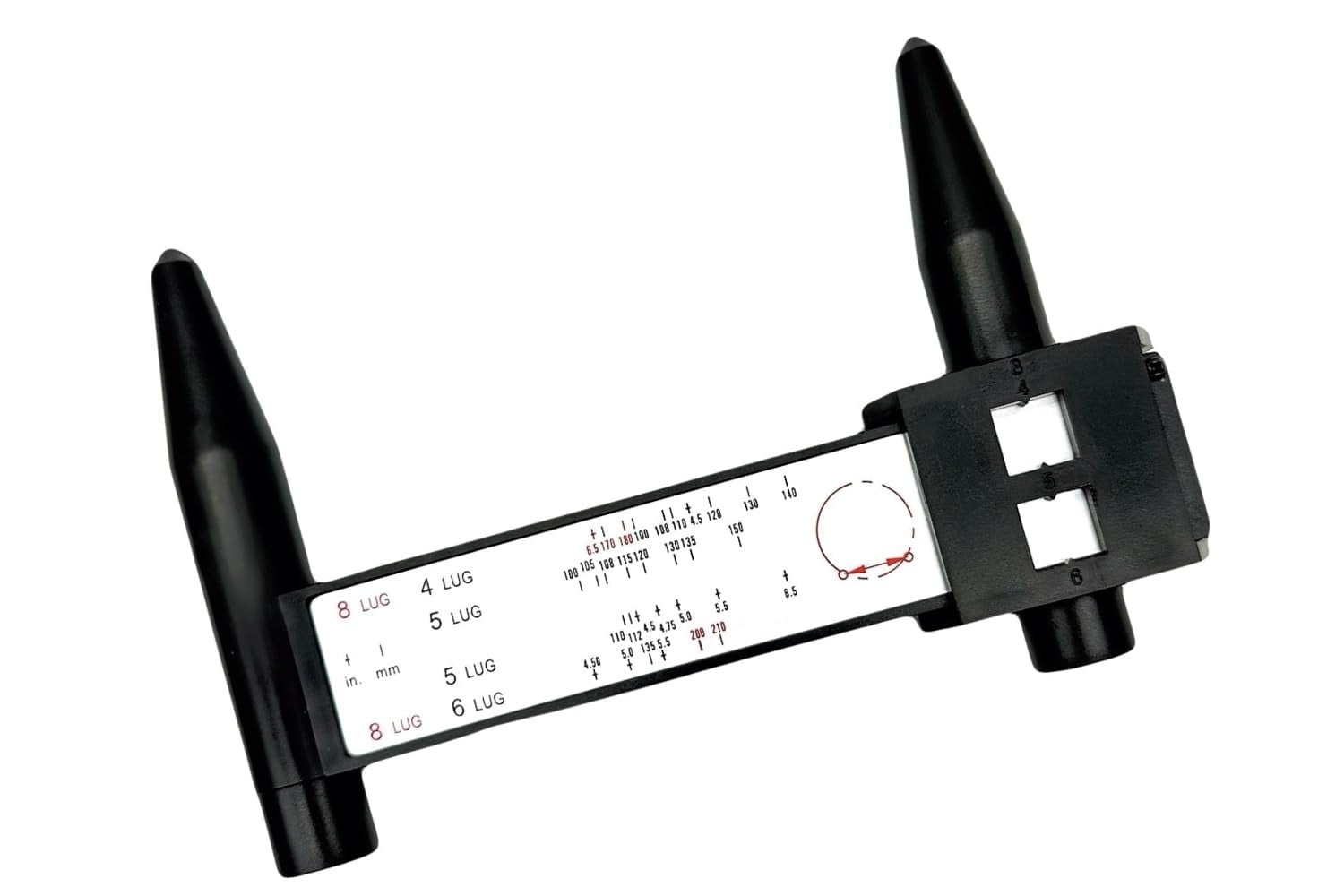 AIUITIO Wheel PCD Gauge, Rim Bolt Pattern Measuring Tool (Add New Sizes ...