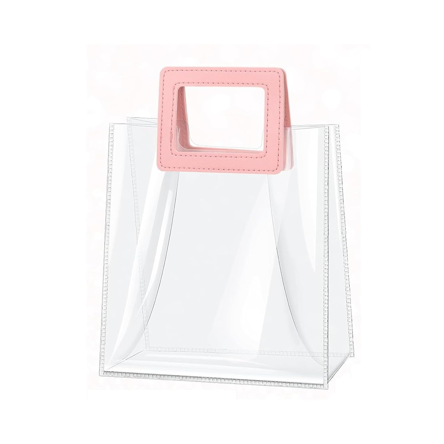 AIVER Transparent Clear Gift Bag MediumL Size Pink Handles Wedding ...