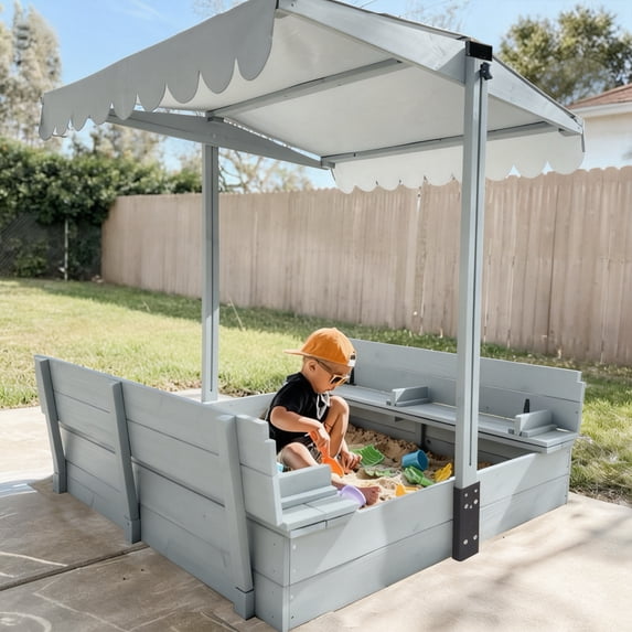AIVITUVIN Sandbox with Lid, Sand Boxes for Kids Outdoor, 47.2 Inch Sand ...
