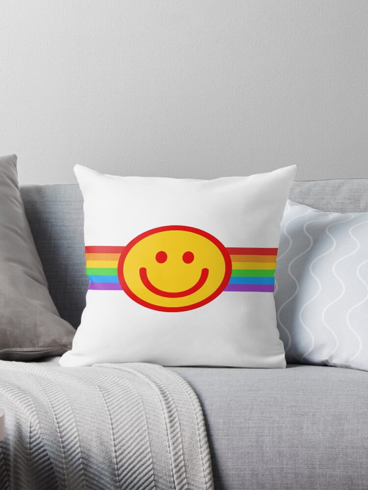 AIVO Rainbow Smiley Face Throw Pillow Covers Cases Cushion Cover Case ...