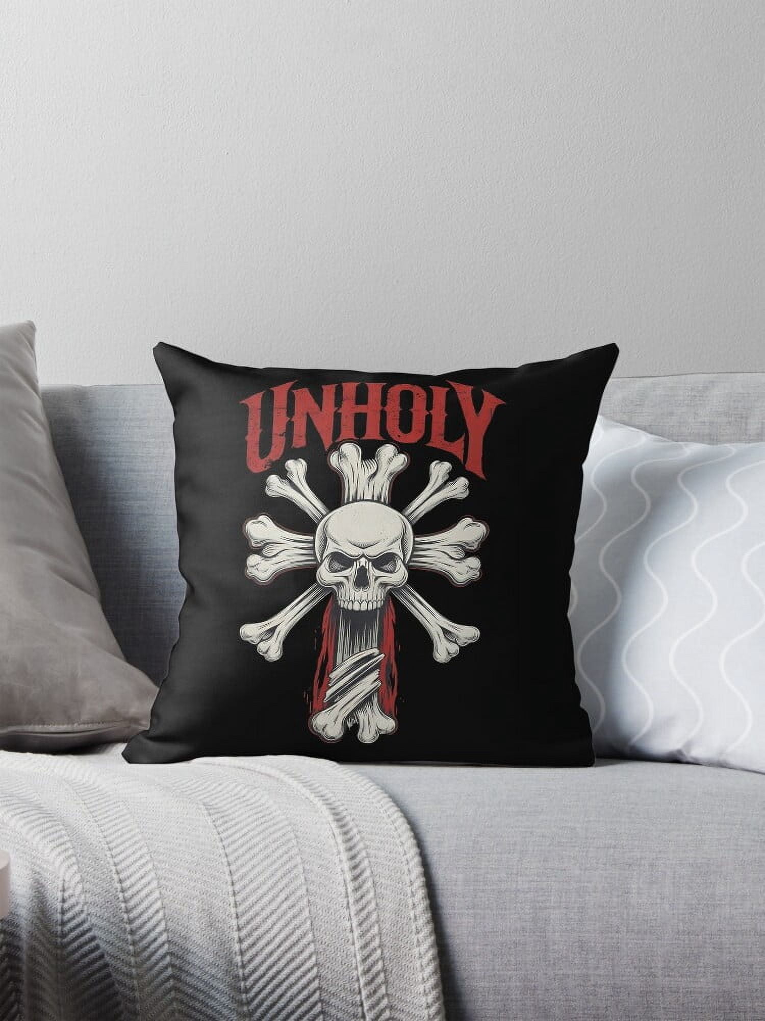 AIVO Unholy - in red, with a cross made of bones and a skull Throw ...