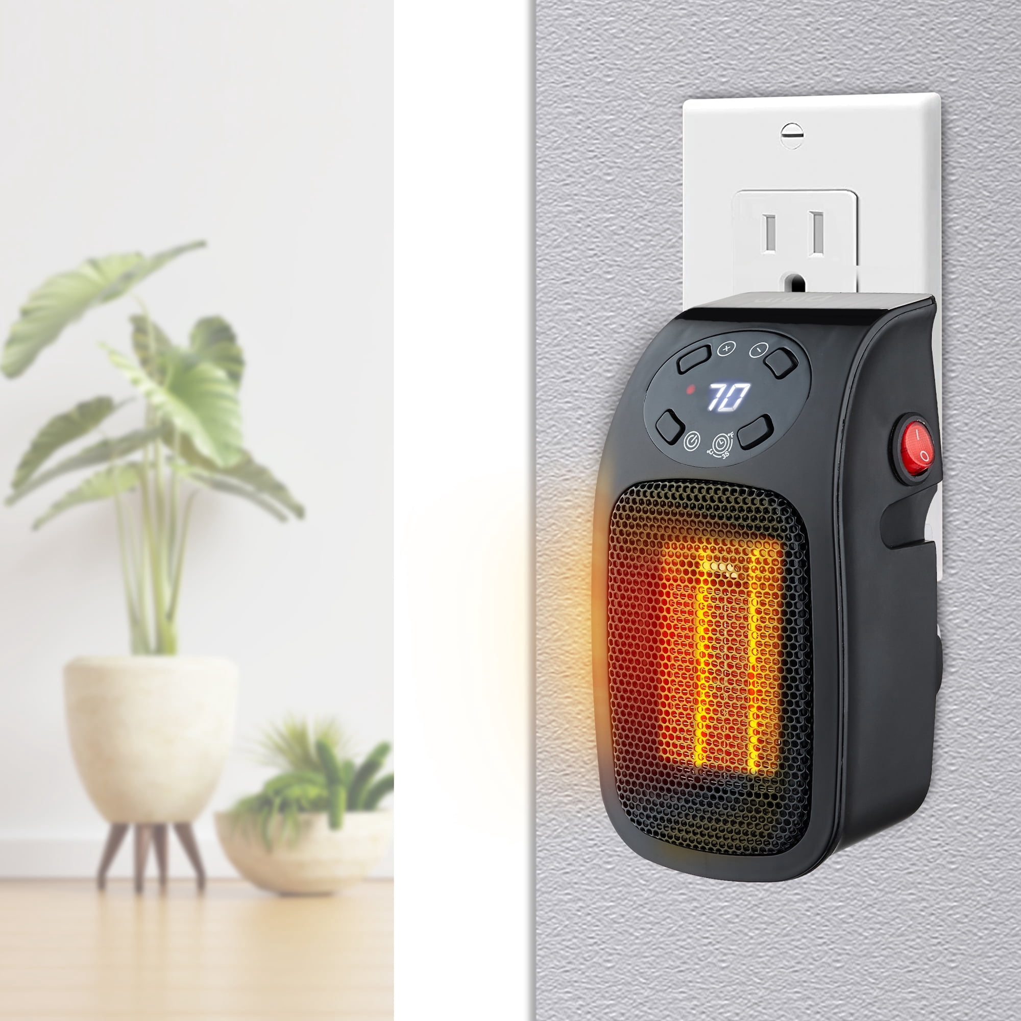 AIWA Outlet Plug-in Electric Space Heater, LCD Digital Screen, Up to 24 ...