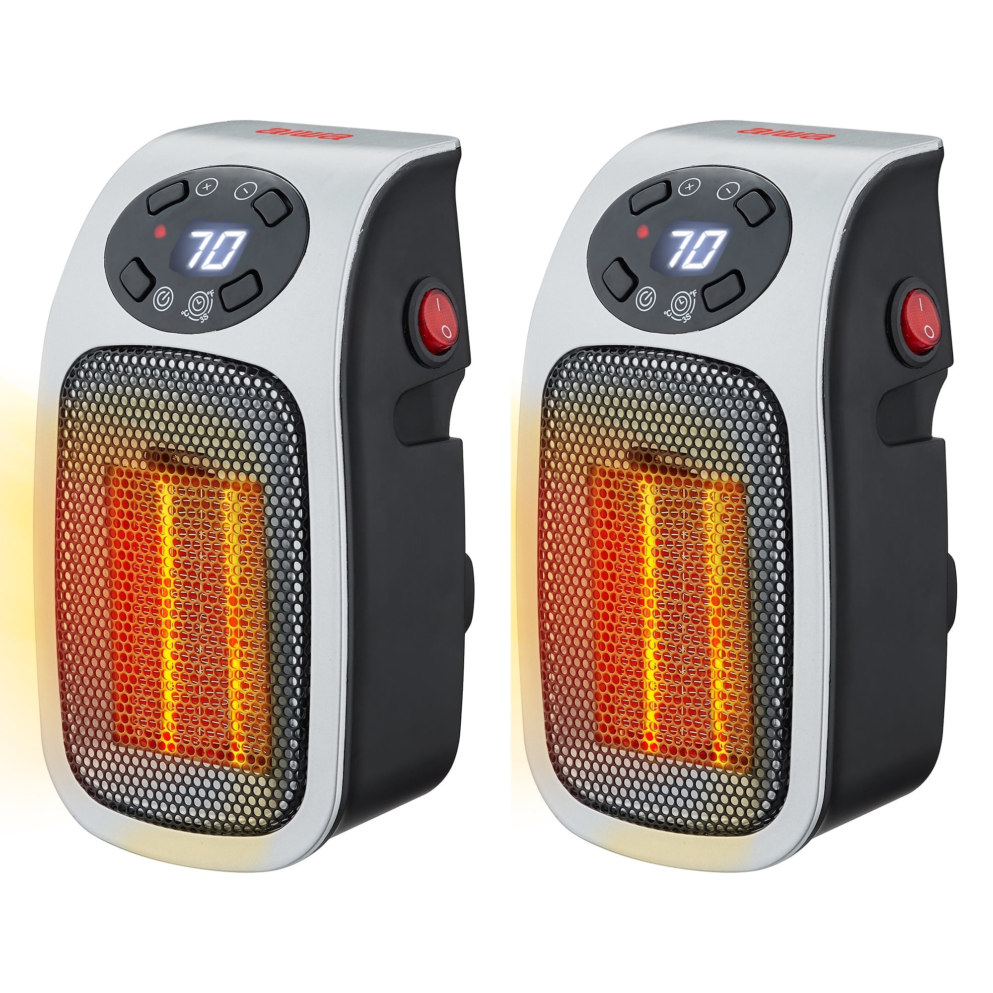 AIWA Outlet Plug-in Electric Space Heater,Pack of 2, LCD Digital Screen ...