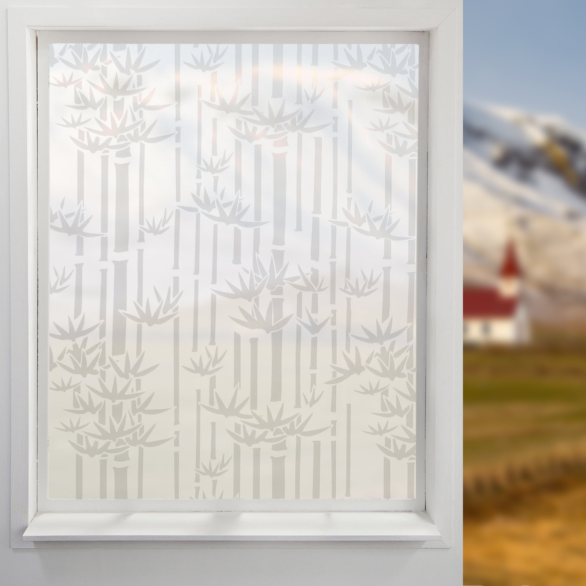 AIWFL Bamboo Pattern Glass Privacy Window Film, Decorative Glue-free ...