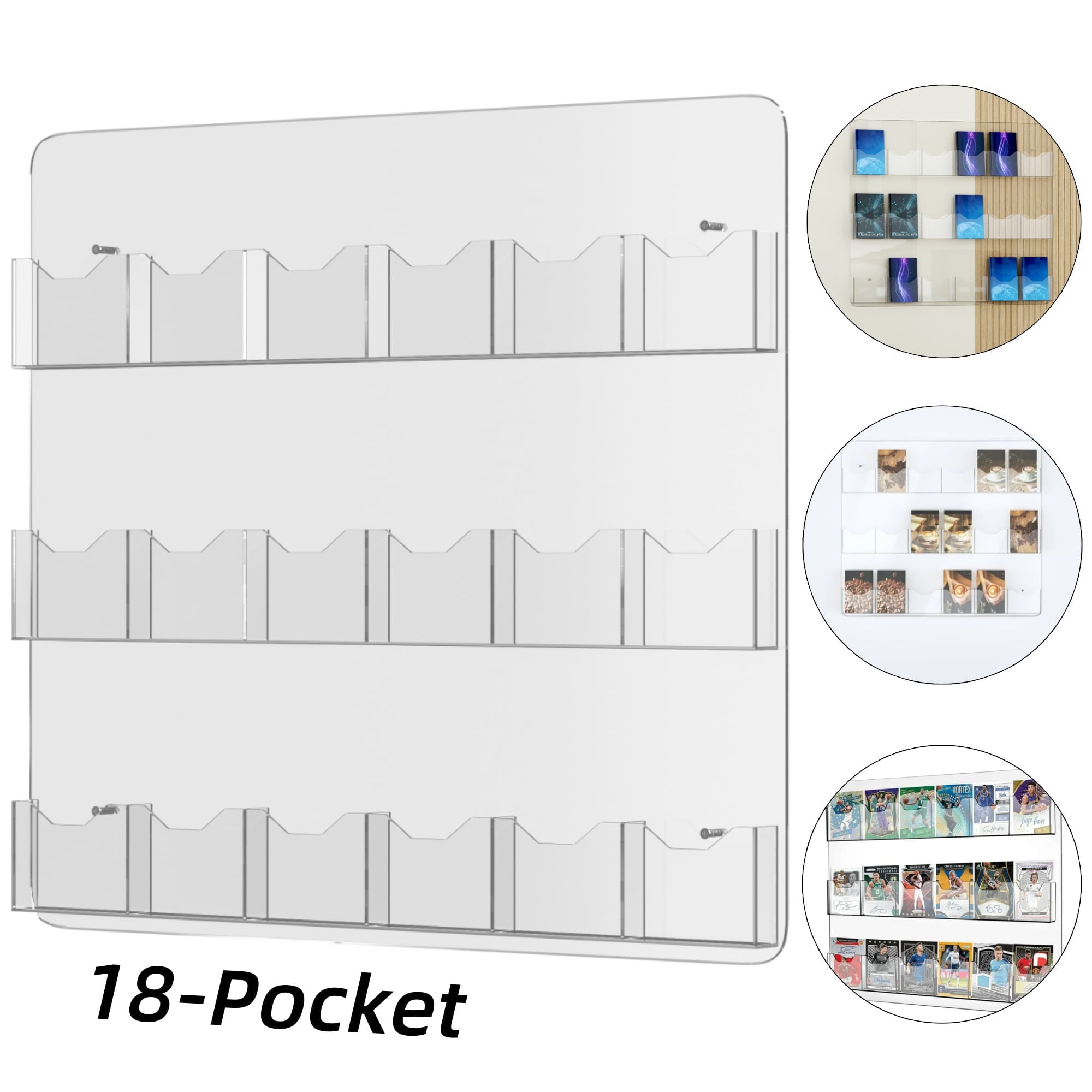 AIWFL 3-Tier Acrylic Brochure Holder Wall Mount, 18-Pocket Magazine ...