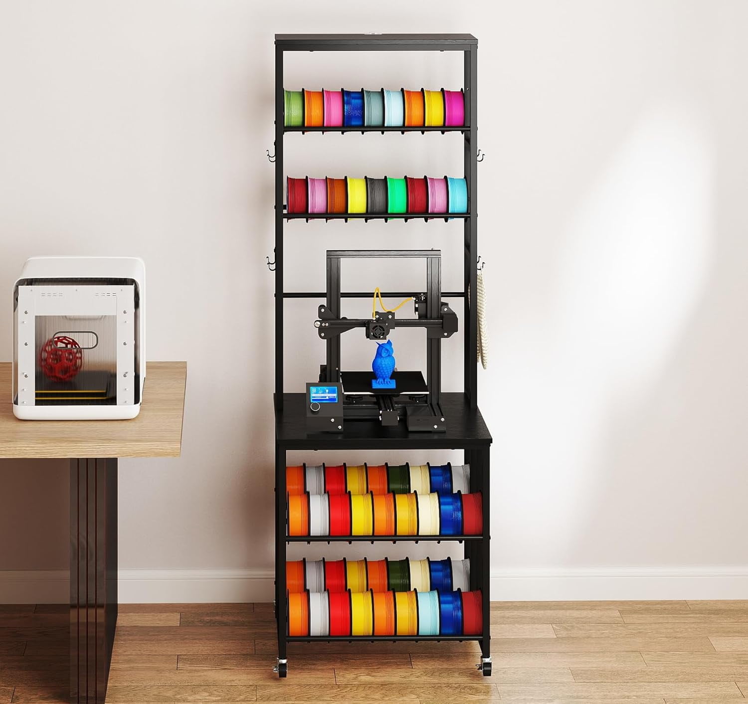 AIWFL 3D Printer Filament Rack with Wheels, Rolling 3D Filaments ...