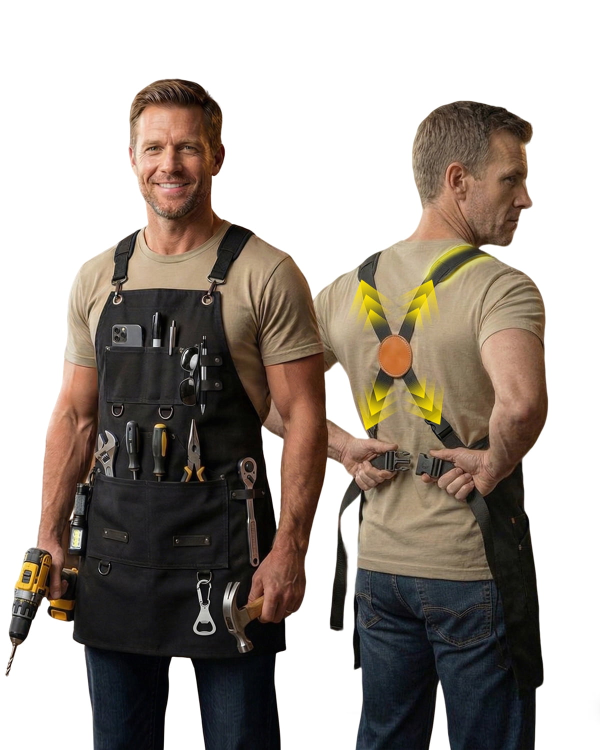 AIWISU® 🛠️Heavy Duty Canvas Tool Aprons for Men: 6-Pocket, with Quick ...