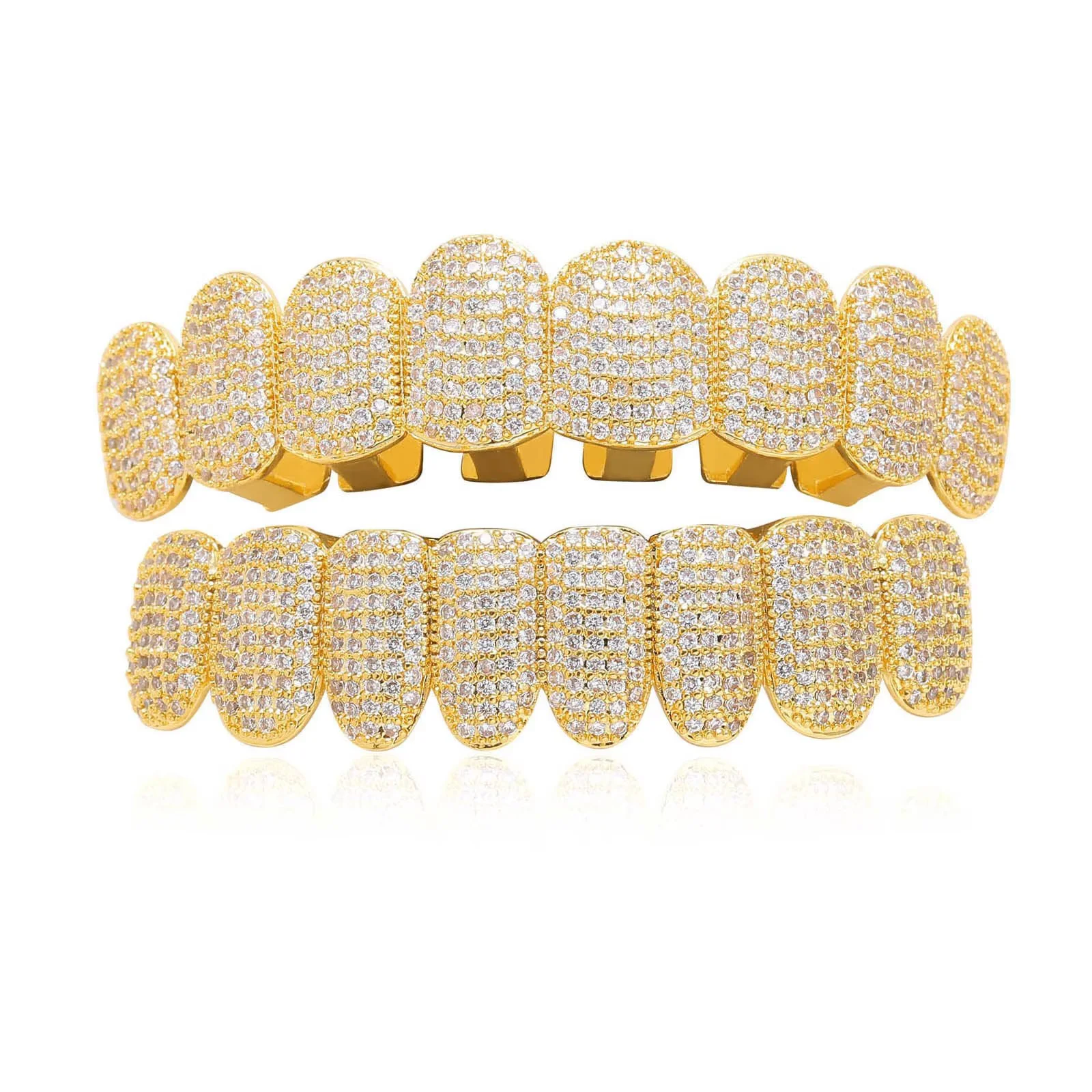 AIXZETHY Iced Out Diamond Teeth Grillz for Men Women Hip Hop 18K Gold ...