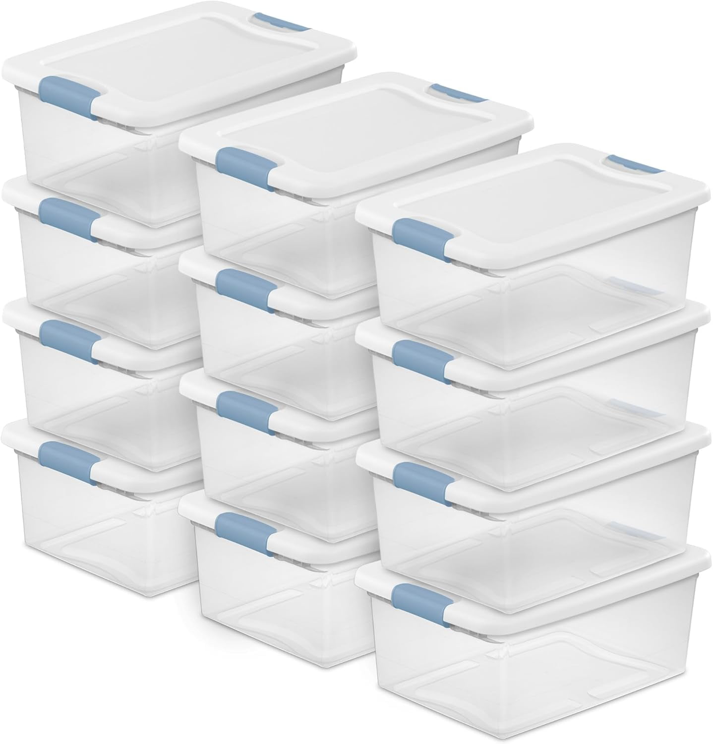 AIZYT 12-Pack Latching Box, Under Bed Storage Bins with Lids, Clear ...