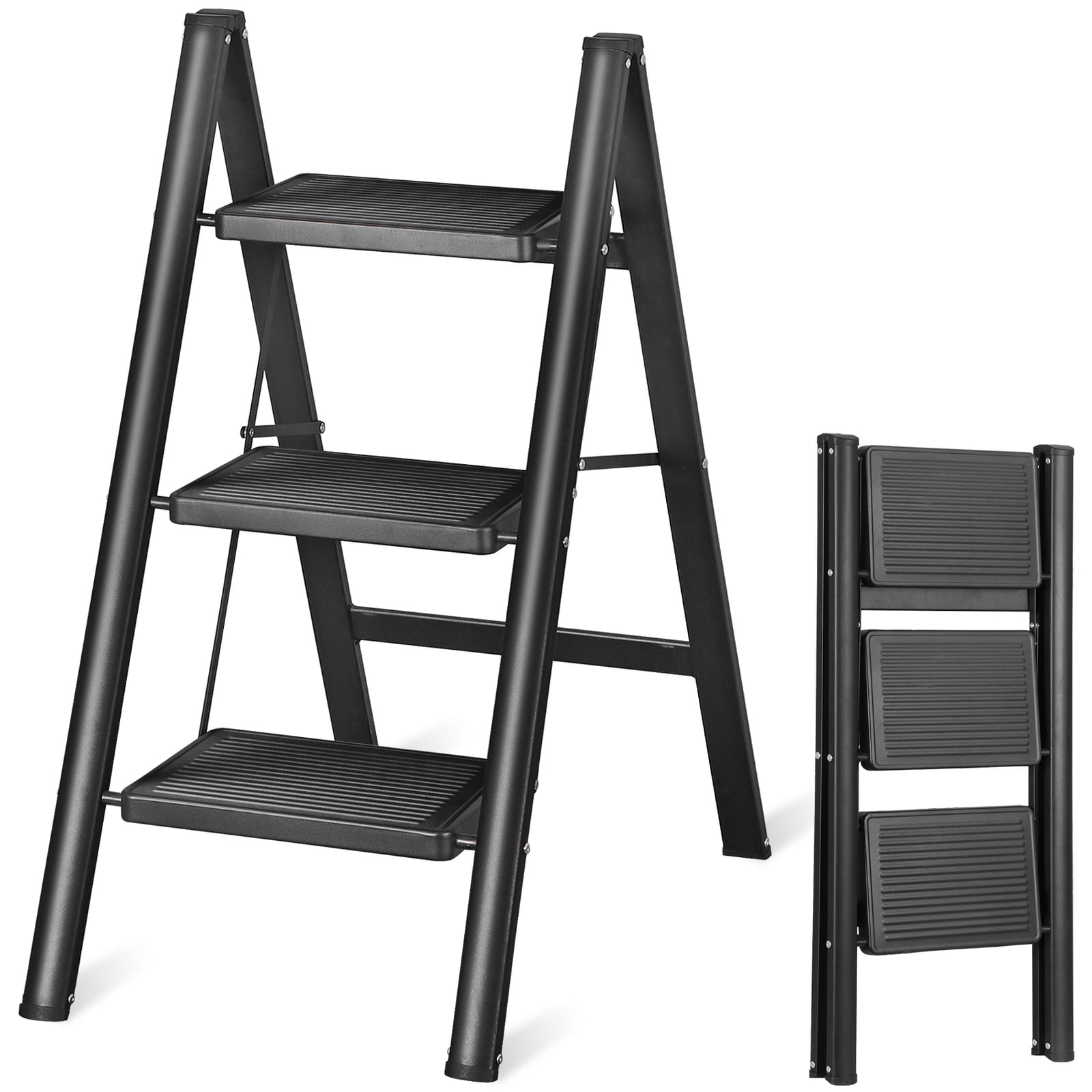 AIZYT 3 Step Ladder, Folding Step Stool with Wide Anti-Slip Pedal ...