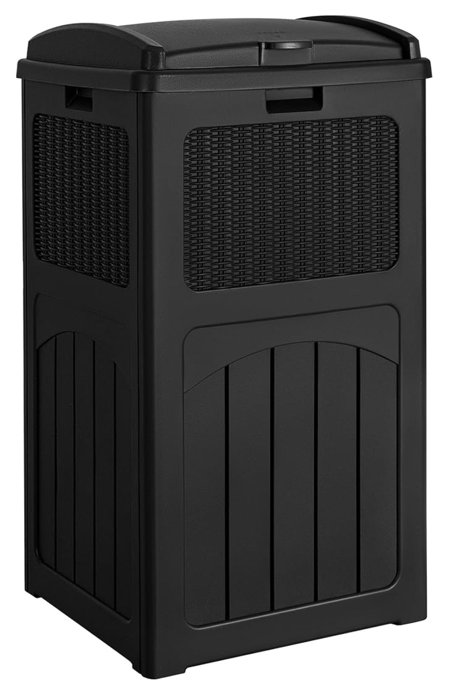 AIZYT 33 Gallon Outdoor Trash Can with Dual Lid, Heavy Duty Waterproof ...